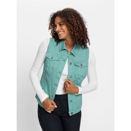 Casual Looks Damen Jeansweste, gr&uuml;n, Gr. 36, unifarben, 81% Baumwolle, 17% Polyester, 2% Elasthan, Westen