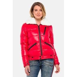 Cipo & Baxx CIPO & BAXX Damen Winterjacke "Winterjacke mit Kunstfellkragen", rot, Gr. L, unifarben, 100% Polyamid, Jacken, mit Kunstfellkragen, WM108