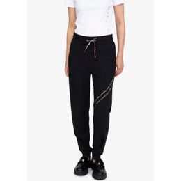 Damen Jogger Pantsschwarz, Gr. 46, Sportalm KITZB&Uuml;HEL, unifarben, Jersey, Obermaterial: 52% Modal, 42% Polyester, 6% Elasthan, Hosen, mit Animalprint