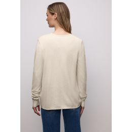 Street One Damen Cardigancream wei&szlig; melange, Gr. 46, unifarben, Stoff, 60% Viskose, 40% Baumwolle, Strickjacken, mit Strick-Detail
