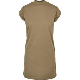 Urban Classics Damen Shirtkleid "Urban Classics Damen Ladies Turtle Extended Shoulder Dress"khaki, Gr. L, unifarben, 100% Baumwolle, Kleider
