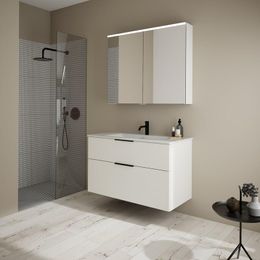 Burgbad Eqio Schrank mit Slim Keramik-Waschtisch, mit Spiegelschrank, SHCP102F2009C0001G0200,