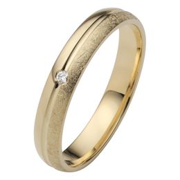 Firetti Damen Trauring "Schmuck Geschenk Gold 750 Hochzeit Ehering "LIEBE"", 56, 0,02 SI = kleine Einschl&uuml;sse mit Brillant, Gelbgold 375, 3,5mm,