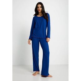 LSCN BY LASCANA Pyjama blau Gr. 32/34 f&uuml;r Damen. Mit tiefer Rundhals. Nachhaltig.