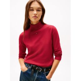 Tommy Jeans Damen Rollkragenpullover "TJW ESSENTIAL TRTLNK SWEATER"ruby rhubarb, Gr. L, unifarben, Strick, Obermaterial: 100% Baumwolle, Pullover