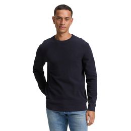 Tom Tailor Herren Strickpullover, blau, Gr. XXXL, meliert, Strick, Obermaterial: 100% Baumwolle, Pullover, mit B&uuml;ndchen