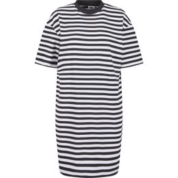 Urban Classics Damen Shirtkleid "Urban Classics Damen Ladies Oversized Striped Tee Dress"wei&szlig;, schwarz, Gr. M, 100% Baumwolle, Kleider