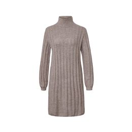 Tchibo - Geripptes Strickkleid mit Stehkragen - Damen - Gr. M - taupe