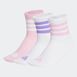 Funktionssocken adidas Performance "LK RIB 3PP SO", Kinder, Gr. L (25/27), wei&szlig; (wei&szlig;, wei&szlig;, true pink), Obermaterial: 59% Baumwolle, 37% Polyester, 4% Elasthan, Socken