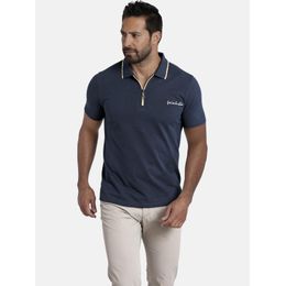 Poloshirt Jan Vanderstorm "Poloshirt JOHAR", Damen, Gr. L, blau (dunkelblau), Obermaterial: 100% Baumwolle CO., Shirts