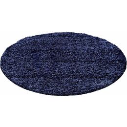 Hochflor-Teppich Ayyildiz Teppiche "Life Shaggy 1500" Gr. 42, blau (navy), H:30mm &Oslash;:80cm, Kunstfaser, Teppiche, auch in rechteckig, Wohnzimmer, Langflor, gro&szlig;e Farbauswahl