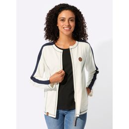 Shirtjacke Casual Looks "Shirtjacke", Damen, Gr. 42, ecru, marine, 50% Baumwolle, 50% Polyester, unifarben, Rundhals, Shirts Shirtjacke