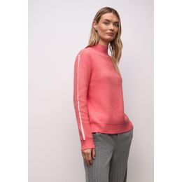 Strickpullover Street One, Damen, Gr. 38, striking coral meliert, Stoff, 33% Polyester, 31% Polyacryl, 24% Baumwolle, 12% Polyamid, unifarben, normal normal, hoch geschlossener Ausschnitt, Rippb&uuml;ndchen, Pullover Strickpullover, Grobstrick