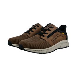 Sneaker Bugatti, Herren, Gr. 43, cognac used, Lederimitat, Textil, Schuhe Sneaker, Freizeitschuh, Halbschuh, Schn&uuml;rer mit Kontrastbesatz, G-Weite