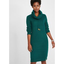 bonprix Strickkleid mit Schalkragen, gr&uuml;n