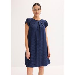 bonprix Jaquard-Kleid mit eingelegten falten, blau
