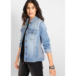 bonprix Jeansjacke mit seitlichem Rippeinsatz, blau, mit Baumwolle