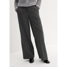 bonprix Wollhose mit Fischgratmuster, grau, Wolle