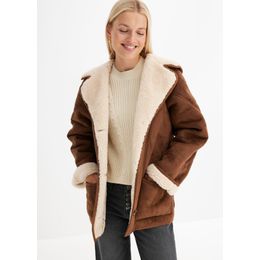 bonprix Shearling Jacke mit Kapuze, braun, Gr.34, L&auml;ssige Shearling Jacke mit Taschen und Kapuze