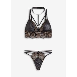 bonprix Bralette + String (2-tlg.Set), schwarz