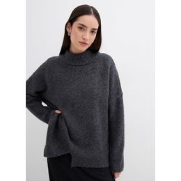 bonprix Pullover mit asymmetrischem Saumverlauf und Wollanteil, grau