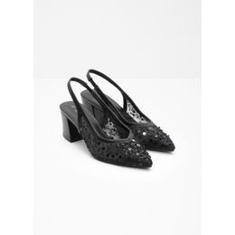 bonprix Slingpumps mit Pailletten, schwarz