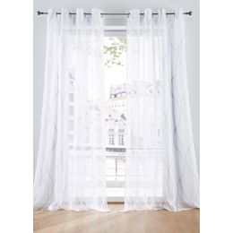 bonprix Gardine mit Wellen auch in extralang (1er Pack), wei&szlig;, Gr.300x144 cm, Transparenter Gardinenschal mit modernem Druck