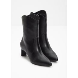bonprix Stiefeletten mit Blockabsatz, schwarz, Gr.42, Modische Stiefelette mit Western Details