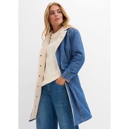 bonprix Denim-Wintermantel warm gef&uuml;ttert mit Teddy, blau, mit Baumwolle