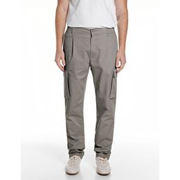 Chinohose Replay "Adhann", Herren, Gr. 36, L&auml;nge 32, storm gray, Twill, Obermaterial: 97% Baumwolle, 3% Elasthan, unifarben, lang, Hosen Chinohose, aus Twill mit Cargotaschen, Tapered Fit