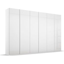 Dreht&uuml;renschrank Rauch "Kleiderschrank Schrank Garderobe W&auml;scheschrank SKAT MERIDIAN Glasfront", wei&szlig; (alpinwei&szlig;, glas kristallwei&szlig;), B:301cm H:235cm T:63cm, Holzwerkstoff, Schr&auml;nke, Dreht&uuml;renschrank, mit Schubladeneinsatz, W&auml;scheeinteilung, Innenspiegel MADE IN GERMANY