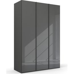 Dreht&uuml;renschrank Rauch "Kleiderschrank Schrank Garderobe W&auml;scheschrank SKAT MERIDIAN Glasfront", grau (graphit, glas basalt), B:151cm H:223cm T:63cm, Holzwerkstoff, Schr&auml;nke, Dreht&uuml;renschrank, mit Schubladeneinsatz, W&auml;scheeinteilung, Innenspiegel MADE IN GERMANY