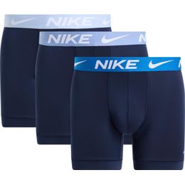 Boxer NIKE UNDERWEAR "BOXER BRIEF 3PK", Herren, Gr. M, 3 Stk., obsdn, lit armry bl, wrk bl, brllnt bl, Jersey, Obermaterial: 92% Polyester, 8% Elasthan, k&ouml;rpernah, Unterhosen Boxer, mit Logo-Elastikbund