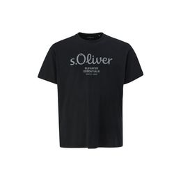Kurzarmshirt, Herren, Gr. XXL, schwarz, Single Jersey, Obermaterial: 100% Baumwolle, s.Oliver MEN BIG SIZES, bedruckt, normal h&uuml;ftbedeckend, Rundhals, Shirts Kurzarmshirt, mit Logo-Print/Gro&szlig;e Gr&ouml;&szlig;en