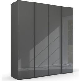 Dreht&uuml;renschrank Rauch "Kleiderschrank Schrank Garderobe W&auml;scheschrank SKAT MERIDIAN Glasfront", grau (graphit, glas basalt), B:201cm H:223cm T:63cm, Holzwerkstoff, Schr&auml;nke, Dreht&uuml;renschrank, mit Schubladeneinsatz, W&auml;scheeinteilung, Innenspiegel MADE IN GERMANY