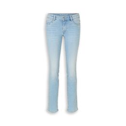 Straight-Jeans Tom Tailor "LIVA", Damen, Gr. 29, L&auml;nge 30, light stone blau denim, Denim/Jeans, Obermaterial: 99% Baumwolle, 1% Elasthan. Futter: 100% Baumwolle, straight fit kn&ouml;chellang, Jeans Straight-Jeans, im Five-Pocket Style