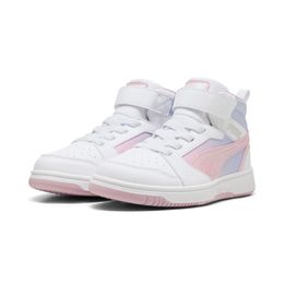 Sneaker Puma "REBOUND V6 MID BLURRY DREAMS AC+ PS", M&auml;dchen, Gr. 28, Puma wei&szlig;, rose mauve, cool weather, Synthetik, Schuhe Sneaker