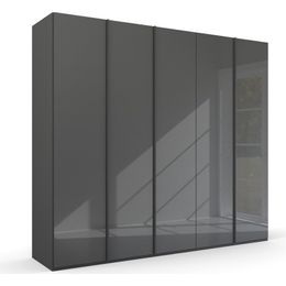 Dreht&uuml;renschrank Rauch "Kleiderschrank Schrank Garderobe W&auml;scheschrank SKAT MERIDIAN Glasfront", grau (graphit, glas basalt), B:251cm H:223cm T:63cm, Holzwerkstoff, Schr&auml;nke, Dreht&uuml;renschrank, mit Schubladeneinsatz, W&auml;scheeinteilung, Innenspiegel MADE IN GERMANY