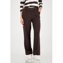 Jogger Pants monari "Basic Lurex", Damen, Gr. 46, N-Gr, dk chocolate, Web, Obermaterial: 55% Polyester, 38% Viskose, 7% Elasthan. B&uuml;ndchen: 80% Polyester, 20% Elasthan, unifarben, straight fit lang, Hosen Jogger Pants, elastischer Bund mit Glitzerstreifen, Straight Fit