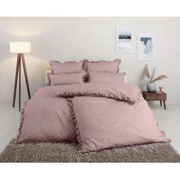 Bettw&auml;sche OTTO HOME "Violetta in Gr. 135x200 oder 155x220 cm", rosa (ros&eacute;), B/L: 155cm x 220cm, 1 Stk., 1 Stk., Renforc&eacute;, B/L: 80cm x 80cm, 2 Stk., Renforc&eacute;, Obermaterial: 100% Baumwolle, Bettw&auml;sche, Bettw&auml;sche, Bettw&auml;sche aus Baumwolle, romantische Bettw&auml;sche mit Volants