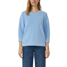 Sweatshirt s.Oliver, Damen, Gr. 42, blau, Sweatware, Obermaterial: 47% Modal, 41% Polyester, 12% Elasthan, unifarben, bequem h&uuml;ftbedeckend, Rundhals, Sweatshirts Sweatshirt, 3/3-Arm mit Stretch