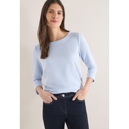 3/4-Arm-Shirt Cecil, Damen, Gr. XXL (46), cloud blau, Jersey, Obermaterial: 53% Viskose, 41% Polyester, 6% Elasthan, regular fit normal, U-Boot-Ausschnitt, Shirts 3/4-Arm-Shirt, mit Streifen Muster, Topseller