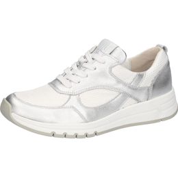 Waldl&auml;ufer Sneaker WALDL&Auml;UFER, Damen, Gr. 8 (42), wei&szlig;, silberfarben, Nappaleder, Nubukleder, Textil, metallic, Schuhe Sneaker, Halbschuh, Schn&uuml;rschuh, Freizeitsneaker mit weichem Schaftrand