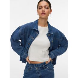 V&eacute;ro Moda Jeansjacke VERO MODA "VMJAMIE LS DENIM SHACKET MIX NOOS", Damen, Gr. S, medium blau denim, Denim/Jeans, Obermaterial: 80% Baumwolle, 20% Polyester, unifarben, loose fit normal, Jacken Jeansjacke, Baumwollmischung