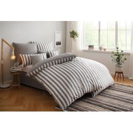 Wendebettw&auml;sche OTTO HOME "Greta", grau, B/L: 135cm x 200cm, 1 Stk., 1 Stk., Mako-Satin, B/L: 80cm x 40cm, 2, Mako-Satin, Obermaterial: 100% Baumwolle, Bettw&auml;sche, Wendebettw&auml;sche, Bettw&auml;sche mit Streifen in verschiedenen Qualit&auml;ten, ab 135x200 cm