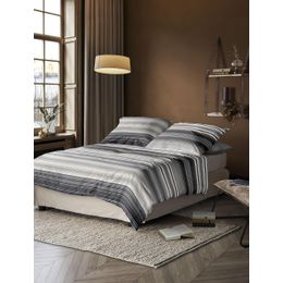 Bettw&auml;sche Irisette "Wave-J 8651", grau, B/L: 140cm x 200cm, 1 Stk., 1 Stk., Mako-Satin, B/L: 90cm x 70cm, 2 Stk., Mako-Satin, Obermaterial: 100% Baumwolle, Bettw&auml;sche, Bettw&auml;sche, anschmiegsam und atmungsaktiv, Ganzjahresqualit&auml;t, Topseller