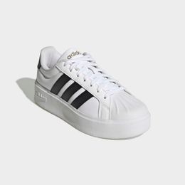 Plateausneaker adidas Sportswear "STREETTALK BOLD", Damen, Gr. 40,5, cloud wei&szlig;, core schwarz, matte gold, Synthetik, Schuhe Plateausneaker, inspiriert vom Design des adidas Superstar