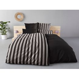 Wendebettw&auml;sche OTTO HOME "Greta", grau (anthrazit, schwarz), B/L: 155cm x 220cm, 1 Stk., 1 Stk., Renforc&eacute;, B/L: 80cm x 80cm, 2 Stk., Renforc&eacute;, Obermaterial: 100% Baumwolle, Bettw&auml;sche, Wendebettw&auml;sche, Bettw&auml;sche mit Streifen in verschiedenen Qualit&auml;ten, ab 135x200 cm