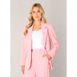 Jackenblazer Base Level "Yella", Damen, Gr. 38, soft pink, Web, Obermaterial: 80% Polyester, 16% Viskose, 4% Elasthan, unifarben, normal h&uuml;ftbedeckend, tiefer V-Ausschnitt, Blazer Jackenblazer, mit 1-Knopf-Verschluss und Viskose