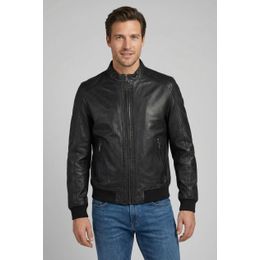 Lederjacke Mauritius "MMGoran", Herren, Gr. M, schwarz, Obermaterial: 100% Schafsleder. Futter: 100% Baumwolle. &Auml;rmelfutter: 100% Polyester, unifarben, regular fit kurz, eingesetzt Strickbund, Jacken Lederjacke, mit Stehkragen, Rei&szlig;verschluss, Strickb&uuml;ndchen
